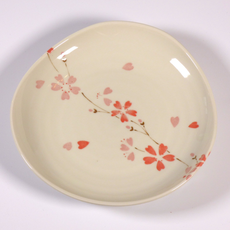 'Sakura' Cherry Blossom Design Asymmetric Ceramic Side Plate